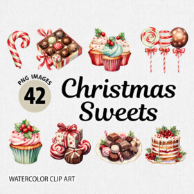 Watercolor Christmas Sweets PNG Clipart Bundle - A world of instant ...