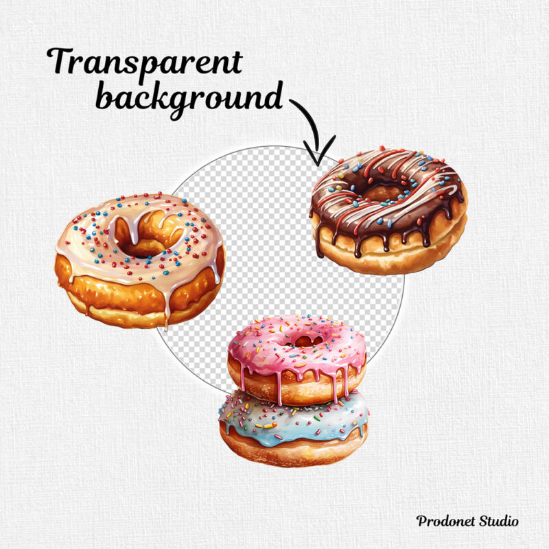 Watercolor Donut Clipart PNG bundle - A world of instant downloads ...